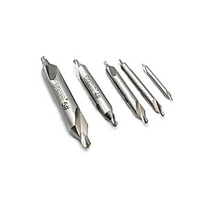 TEMO 5 pc Lathe Mill Combined Center Drill 60 Degree Countersink (Sizes 1# 2# 3# 4# 5#)