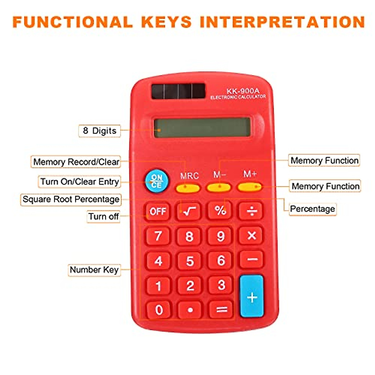 PATIKIL Basic Calculator, 8 Digit LCD Display Calculator 4 Function Small Desktop Calculator Battery Powered Handheld Calculator for Home Office, Red