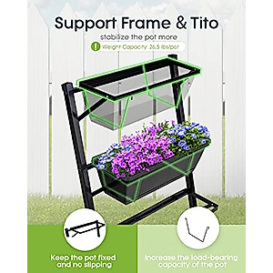 KING BIRD 4ft Vertical Raised Garden Bed 5 Tiers Planter Box Freestanding Garden Planter Outdoor and Indoor with Removable Tray for Growing Vegetables Herbs Flowers on Patio Balcony Black