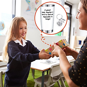 Rtteri Christmas Teacher Gift 20 Oz Tumbler with Lid Straw Brush and Music Teacher Keychain Music Teacher Appreciation Gift for Xmas Women Piano Guitar Violin Music Teacher Graduation Birthday Gift