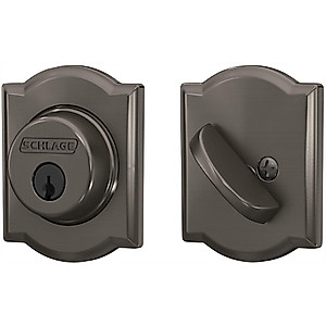 SCHLAGE Lock Company B60CAM622 Series Deadbolt Camelot Rose Single Cylinder Deadbolt, Matte Black