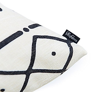 Hofdeco Premium Decorative Throw Pillow Cover Heavy Weight Cotton Linen African Mud Cloth Inspired Print Ethnic Natural Dots and Line 20x20 Inches 50x50cm Set of 2