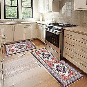 Pauwer Anti Fatigue Kitchen Mats for Floor 2 Piece Set, Cushioned Memory Foam Kitchen Rug, Non Slip Kitchen Runner Rug Carpet, Waterproof Kitchen Sink Area Rug Comfort Standing Mat for Kitchen Laundry