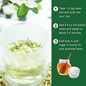 Jarteela - Jasmine Flowers Dried - 3.53oz/100g - Edible Dried Jasmine Flowers - Non-GMO - Caffeine-free - Blends Well With Tea