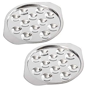 ACKEIVTO 2 Packs Stainless Steel Snail Mushroom Escargot Plate Dishes 12 Compartment Holes