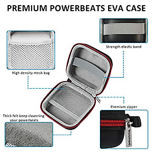 Youtec Compatible with Powerbeats pro Case Cover, Hard Travel Protective Carrying Storage Cover Case Nylon Accessories Bag Women Men with Lanyard + Carabiner Compatible with Power Beats Pro