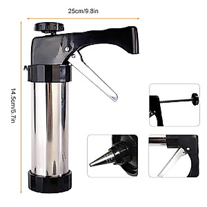 Faruxue DIY Cookie Press Gun Kit Stainless Steel Biscuit Press Cookie Icing Gun Set with 13 Discs and 7 Icing Tips Ideal for Biscuit, Cake, Churro, Cookie