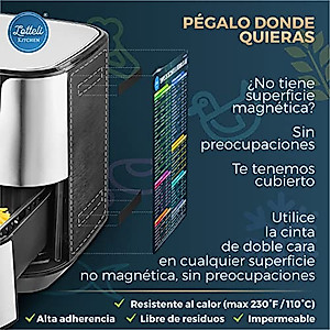 Air Fryer Magnetic Cheat Sheet Set, Air Fryer Accessories Cook Times, Airfryer Accessory Magnet Sheet Quick Reference Guide for Cooking and Frying (Spanish)