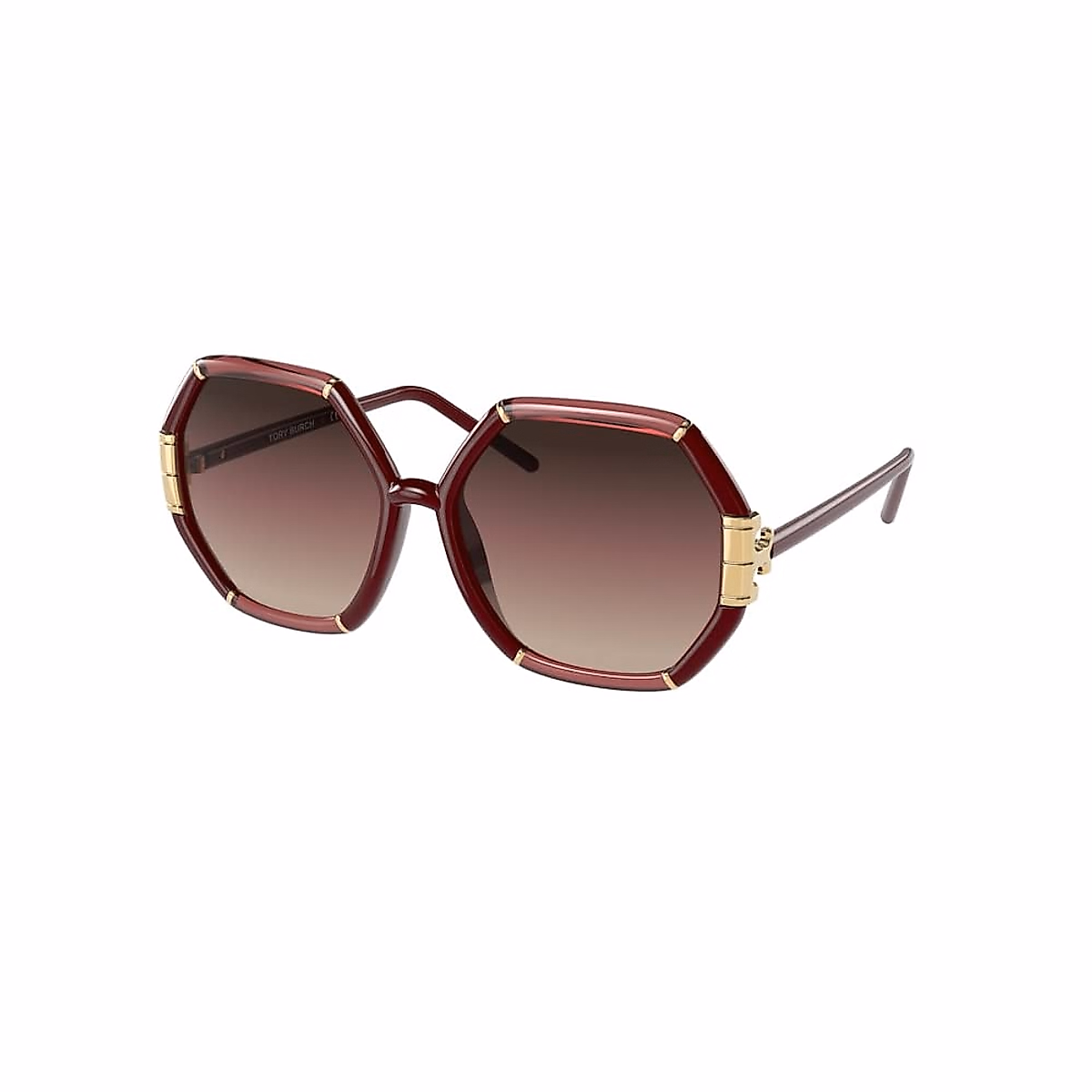 Tory Burch TY9072U 1901E2 58MM Transparent Bordeaux/Bordeaux/Bordeaux Grey Gradient Square Sunglasses for Women + BUNDLE With Designer iWear Eyewear Kit