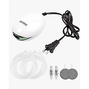 NICREW UFO Aquarium Air Pump, Ultra Silent Air Aerator Pump for Fish Tank, Oxygen Pump with Dual Outlets, Accessories Included, 2.5W