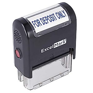 for Deposit ONLY - ExcelMark A1539 Self Inking Rubber Bank Stamp - Blue Ink