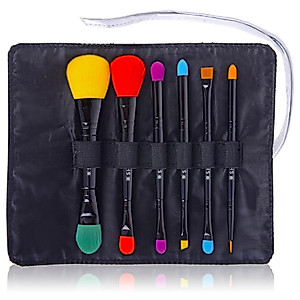 SHANY Vegan Makeup Brushes - LUNA - 6 PC Double Sided Travel Make up Brushes with 12 unique Bristles - with Brush storage Pouch - Synthetic