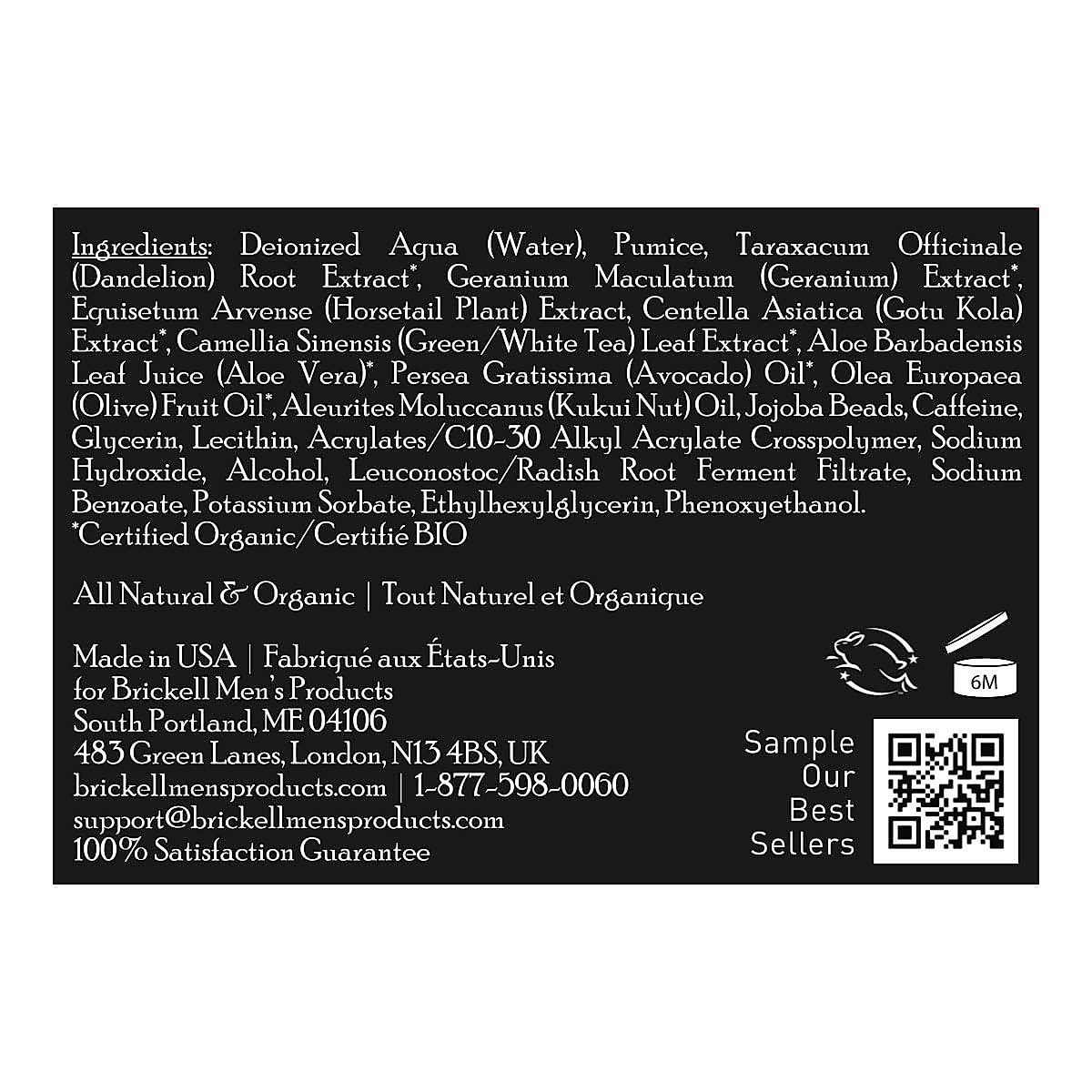 Brickell Men's Renewing Face Scrub for Men, Natural and Organic Deep Exfoliating Facial Scrub Formulated with Jojoba Beads, Coffee Extract and Pumice, 4 Ounce, Scented