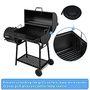 ChengFu Smoker Gasket, 0.6’’ Wide 0.2’’ Thick High Temp Seal Grill Gasket, Gasket Smoker Seal Self Stick Grill Tape 15 ft, Premium Polyacrylonitrile High Heat Grill Gaskets Tape for Smokers BBQ Lid