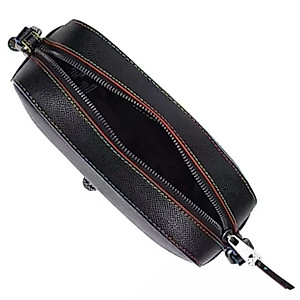 Kurt Geiger Women’s Richmond Leather Rainbow Stitch Camera Bag Crossbody, Black