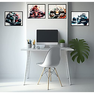 CNG DIGITAL Formula Racing Poster Race Car Wall Decor F1 Racing Wall Art Prints Set of 4 Unframed (8''x10'') Supercar Poster Man Cave Boys Room Wall Decor Posters for Boys Room Grand Prix Posters