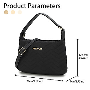 BE SMART Small Women Crossbody Bag with Wavy Embroidery Design Lightweight Casual Shoulder Handbag Simple Fashion Phone Bag Mini Purse for Ladies