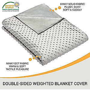 5 STARS UNITED Weighted Blanket Cover – 60”x80”, Grey, Minky Dot | Solid Minky Fleece - Removable Duvet Cover Only