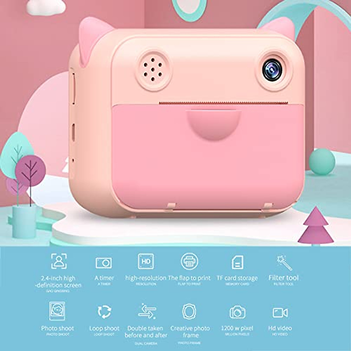 Kids Camera, Digital Camera for Kids Boys and Girls - 24MP Children's Camera with LCD Screen, Full HD 1080p Rechargeable Electronic Mini Camera for Students, Teens, Kids