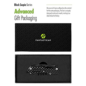 FantastiCAR 15 in 1 Multi-Tool, EDC Folding Pocket Knife with Premium Gift Box for Camping, Fishing, Hunting, Survival, Outdoor (Black)