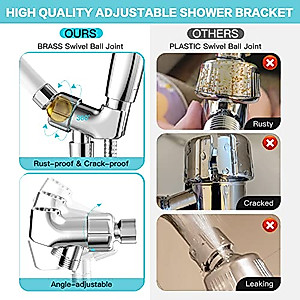 JDO Shower Head with Handheld, High Pressure Handheld Shower Head 6 Settings, Detachable Shower Head Set with Stainless Steel Hose and Shower Bracket (Chrome)