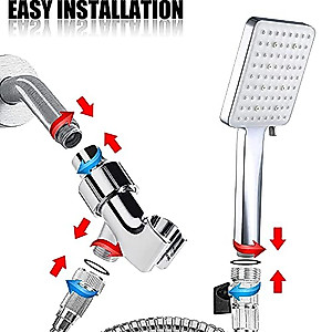 Ablink High Pressure Shower Head with Handheld, 6 Modes Chrome Shower Head with 59" Stainless Steel Hose and Adjustable Shower Bracket