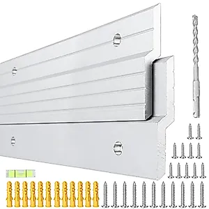 2-Pairs Heavy Duty 30-inch Aluminum French Cleat Hanger, Z Bar Clips Mount for Mirror and Picture, 200-Pound Max Load Secure Wall Mounting Interlocking Brackets Z-Hangers, Hardware Include