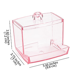 Biiange 7oz Qtip Holder Pink, Qtip Holder Dispenser, Tip Holder Dispenser for Bathroom, for Countertop Vanity Storage, Qtips Cotton Ball Holder Apothecary Jars, Cotton Swabs, Floss Container (Pink)