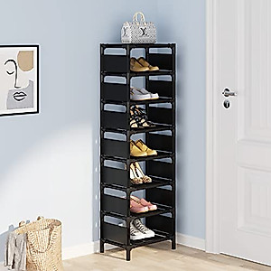 Tribesigns Vertical Shoe Rack, Narrow Shoe Shelf, Slim Shelf for Shoes, Thin Shoe Rack for Small Space, Tall Narrow Shoes Shelf