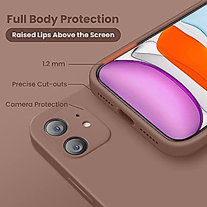Cordking Designed for iPhone 11 Case, Silicone [Square Edges] & [Camera Protecion] Upgraded Phone Case with Soft Anti-Scratch Microfiber Lining, 6.1 inch, Light Brown