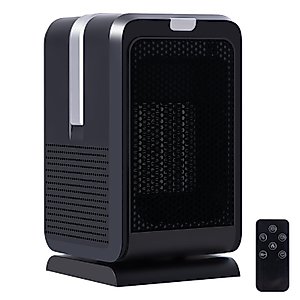 ZTAB Space Heater Indoor use, 1000W PTC Ceramic Electric Heater indoor with Remote, 90°Oscillating, Fast Safety Heater, Portable Desk Heater for Bedroom, Office, Home, Black