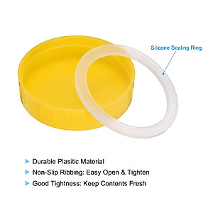 uxcell Mason Jar Lids, 5pcs - Plastic Colored Storage Lids with Seals, Regular Mouth Leak Proof Fits Canning Lids (5 Colors)