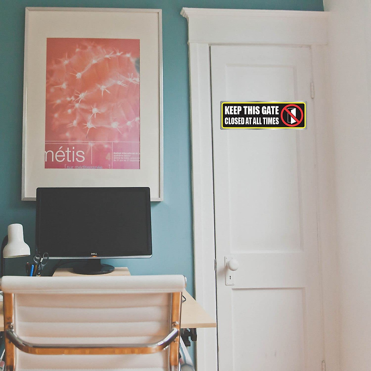 Keep Gate Closed at All Times Sign Sticker - (Pack of 12) 9" x 3" Large Matte Finish Laminated Vinyl Decals Door Warning Labels