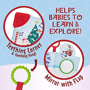 KIDS PREFERRED Rudolph The Red-Nosed Reindeer On The Go Teether Book, Soft Crinkle, Mirror, Christmas Holiday Toy, Boys & Girls 0 and up, 5 Inches