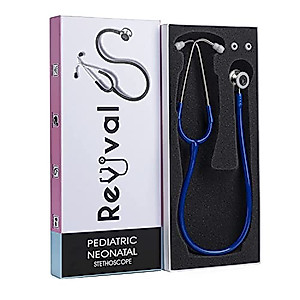 Revival Pediatric Neonatal Stainless-Steel Dual Head Stethoscope for Infant Care, Pediatricians, Neonatologist, Nurses and Medical Students with tunable Diaphragm, Latex Free tubing (Blue)