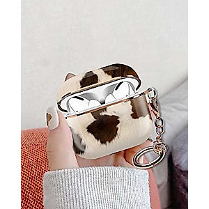 Txocouk for Airpods Pro 2 Case Protective Shockproof Hard Case with Keychain Cute AirPods Pro 2nd Generation Case air pods case for Girls and Women and Men Cow Hide Farm Animal Brown Cowhide Skin