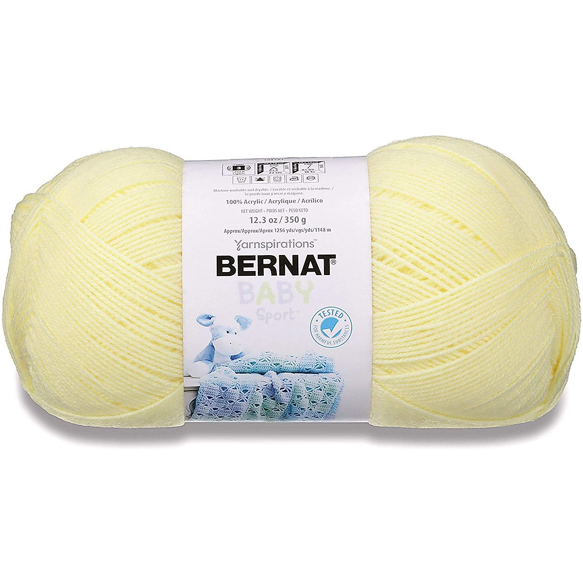 Bernat Baby Sport BB Baby Yellow Yarn - 1 Pack of 12.3oz/350g - Acrylic - #3 Light - 1256 Yards - Knitting/Crochet