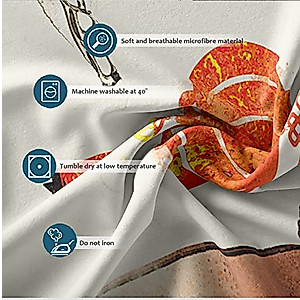 HOBBOY Chinese Style Beige Bedding Sets Lucky Red Lantern Pattern Duvet Cover with Zipper Closure 4 Corner Ties 2 Pillow Shams No Sheets Full