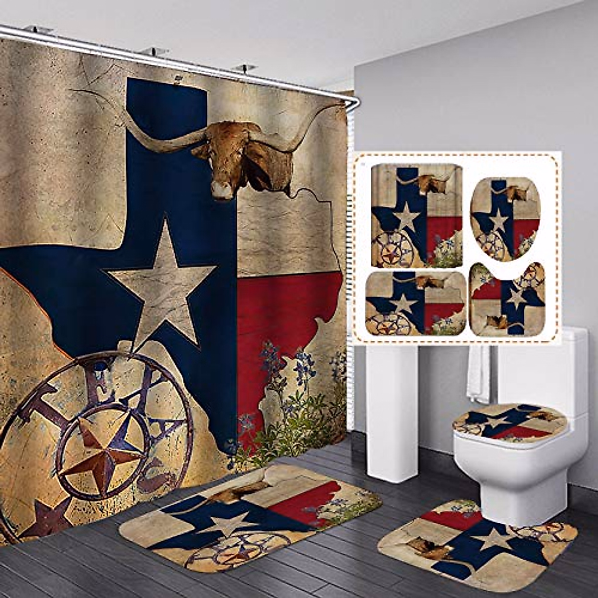 Stylish Western Shower Curtain Set for Rustic Decor