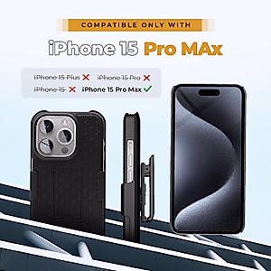 MOTIVE for iPhone 15 Pro Case with Belt Clip, Shell Holster Combo for Apple iPhone 15 Pro Holster, Slim Rugged Case, Drop Shockproof Protective Cover & Kickstand, 6.1 inch | Black