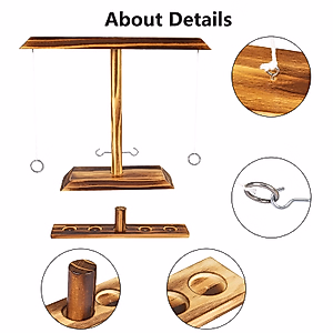 Bestdon Ring Toss Games for Adults, Fast-Paced Interactive Toss Games with Shot Ladder Bundle, Outdoor Indoor Handmade Wooden Hook and Ring Game for Bars, Home, Large
