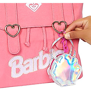 Barbie Clothes, Deluxe Clip-On Beach Bag with Swimsuit and Five Themed Accessories for Barbie Dolls