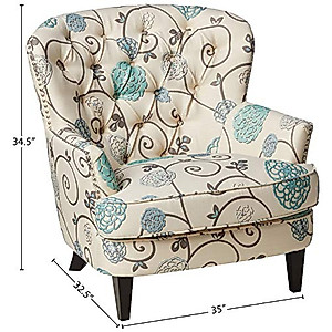 Christopher Knight Home Tafton Fabric Club Chair, White / Blue Floral