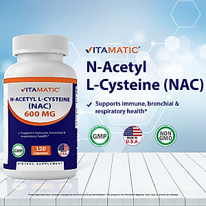 Vitamatic NAC N Acetyl L-Cysteine 600 mg 120 Veg Capsules