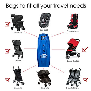 Travel Gate Check Bag For Airplane - Umbrella Stroller Size 45x12x16 600D Nylon Waterproof, Adjustable Shoulder Strap, Blue