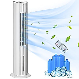 HOMCOM 42" 2-In-1 Evaporative Air Cooler, Portable Cooling Fan for Home Office with 3 Modes, 3 Speeds, Remote Control, Timer, LED Display, 1.3 Gal Water Tank, White