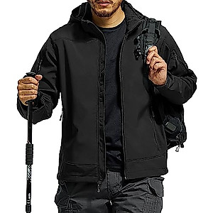 FREE SOLDIER Softshell Hiking Warm Hunting Tactical Waterproof Winter Jacket for Men(Black,3XL)