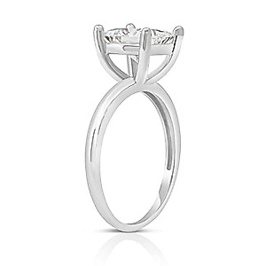 MAX + STONE 2 Carat Princess Cut Cubic Zirconia Solitaire Engagement Ring for Women | 14k Gold Engagement Ring | Simulated Diamond Ring | White Gold CZ Engagement Ring Size 6