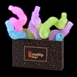 nutty toys Glow in The Dark Pop Tube Stocking Stuffers - Fine Motor Skills Toddler Sensory Toys, Top ADHD & Autism Fidget 2024 Best Preschool Gifts Idea, Unique Boy & Girl Christmas Stocking Stuffer