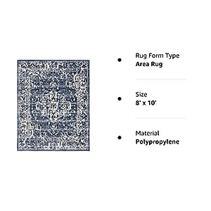 SAFAVIEH Charleston Collection Area Rug - 8' x 10', Navy & Creme, Oriental Distressed Design, Non-Shedding & Easy Care, Ideal for High Traffic Areas in Living Room, Bedroom (CHL411N)